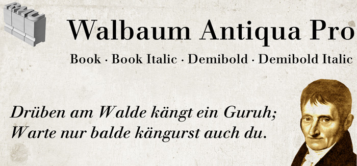 Walbaum Antiqua Pro font is an RMU redesign of a German font classic