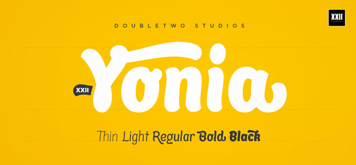 Yonia font by Doubletwo Studios – best for logos and packaging